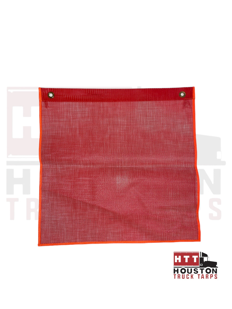 18” x 18” Red Flag Mesh With Hem And 2 Grommets – Houston Truck Tarps